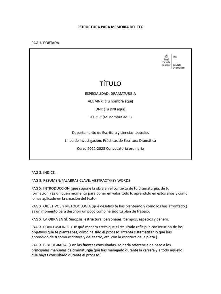 Estructura para Memoria Del TFG | PDF