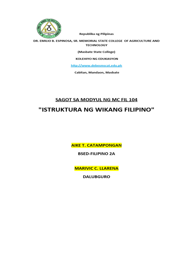 Aike - MC Fil 104 (Sagot) | PDF