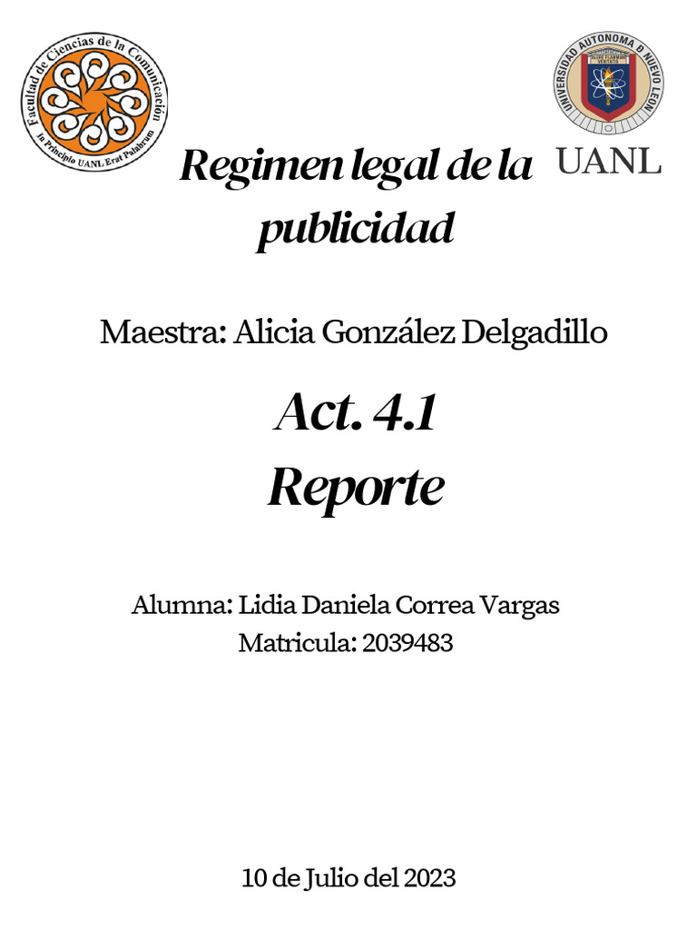 LDCV Act.4.1 Reporte | PDF | Marca | Publicidad