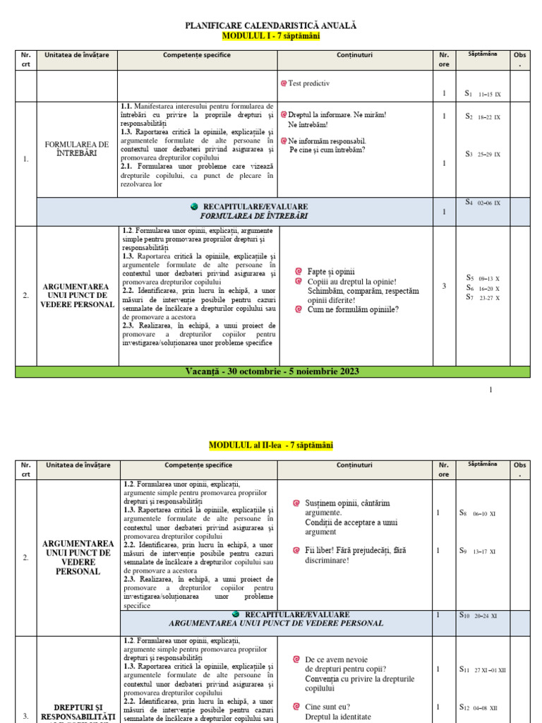 Planificare Ed Sociala 5 | PDF