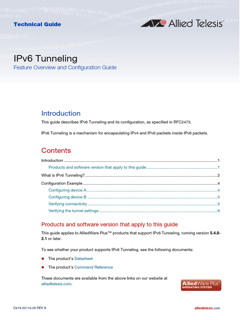 Ipv6 Tunnel Feature Overview Guide | PDF | I Pv6 | Internet Protocols