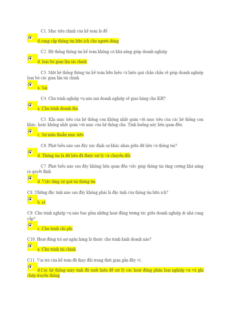 T NG H P Quizz | PDF