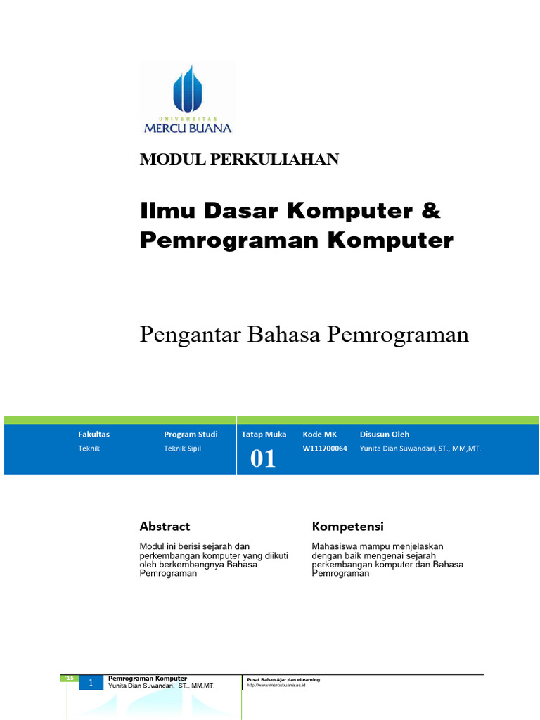 Modul 1 - Pemrograman Komputer | PDF