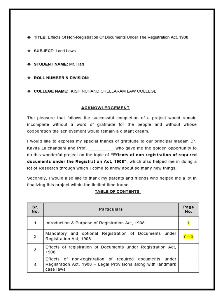 Effects of Non Registration Under 1908 | PDF