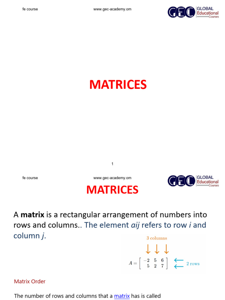 GCE 3 Matrices | PDF
