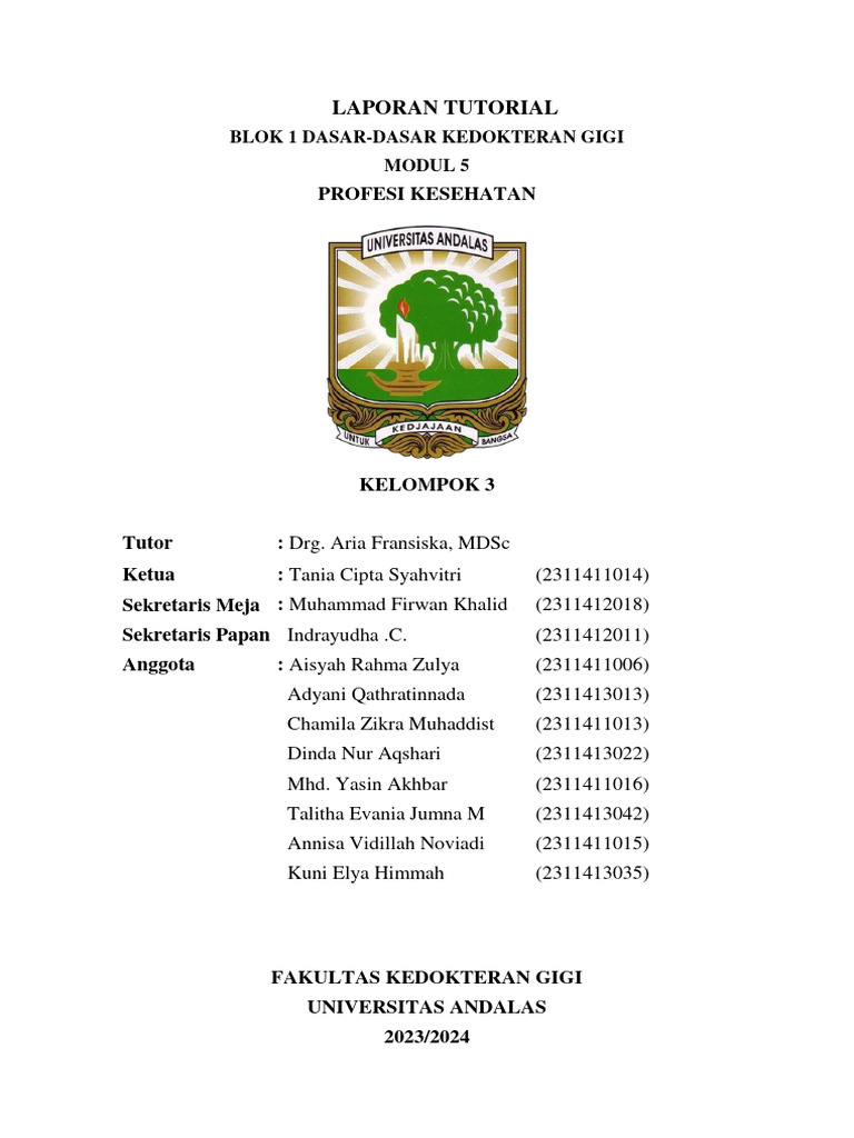 Laporan Tutorial Kelompok 3 (BLOK 1 MODULl 5) | PDF
