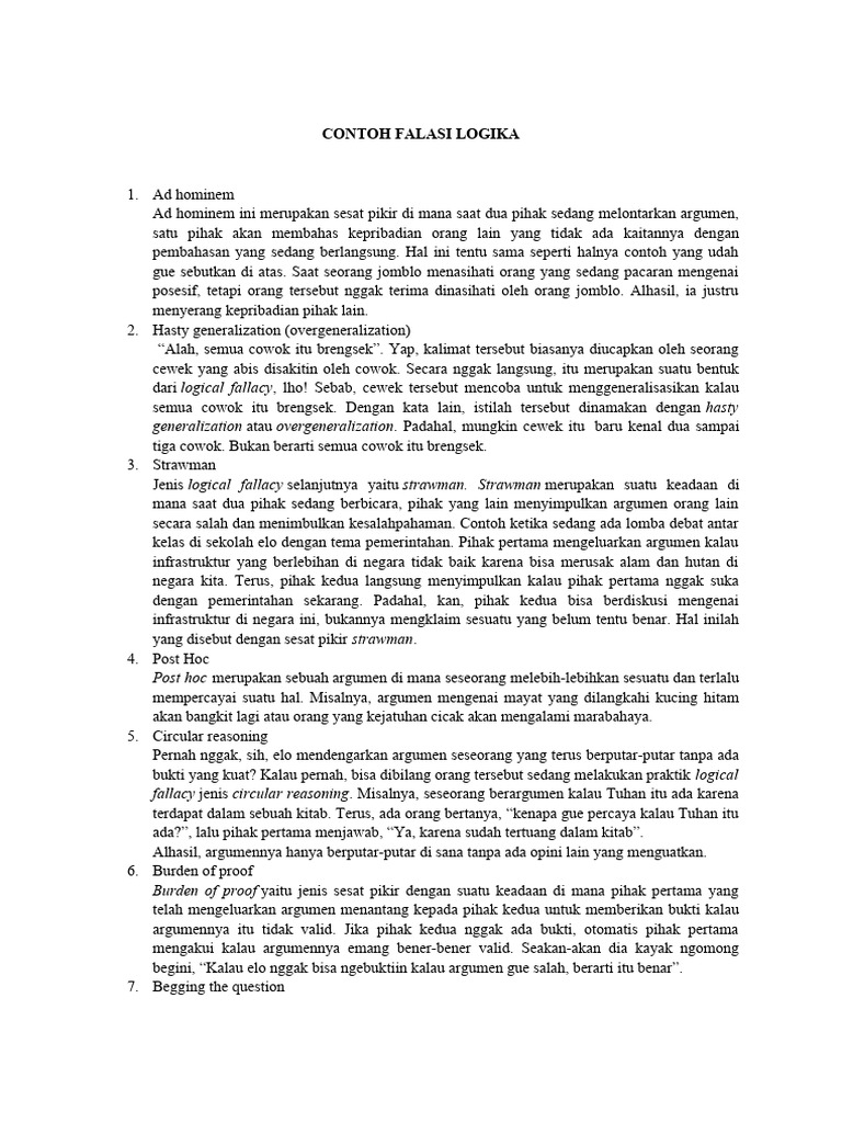 Jenis-Jenis Falasi Logika yang Umum | PDF | Filsafat | Pengembangan Diri