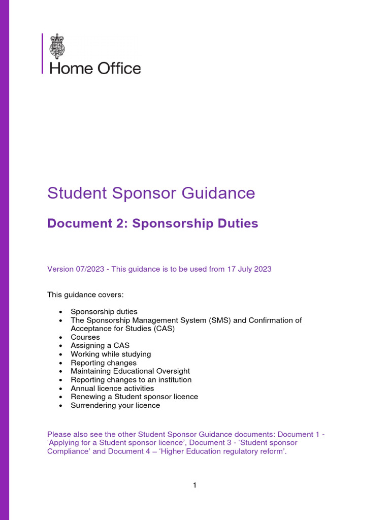 Student Sponsor Guidance - Doc 2 - Sponsorship Duties 2023-07-17 | PDF