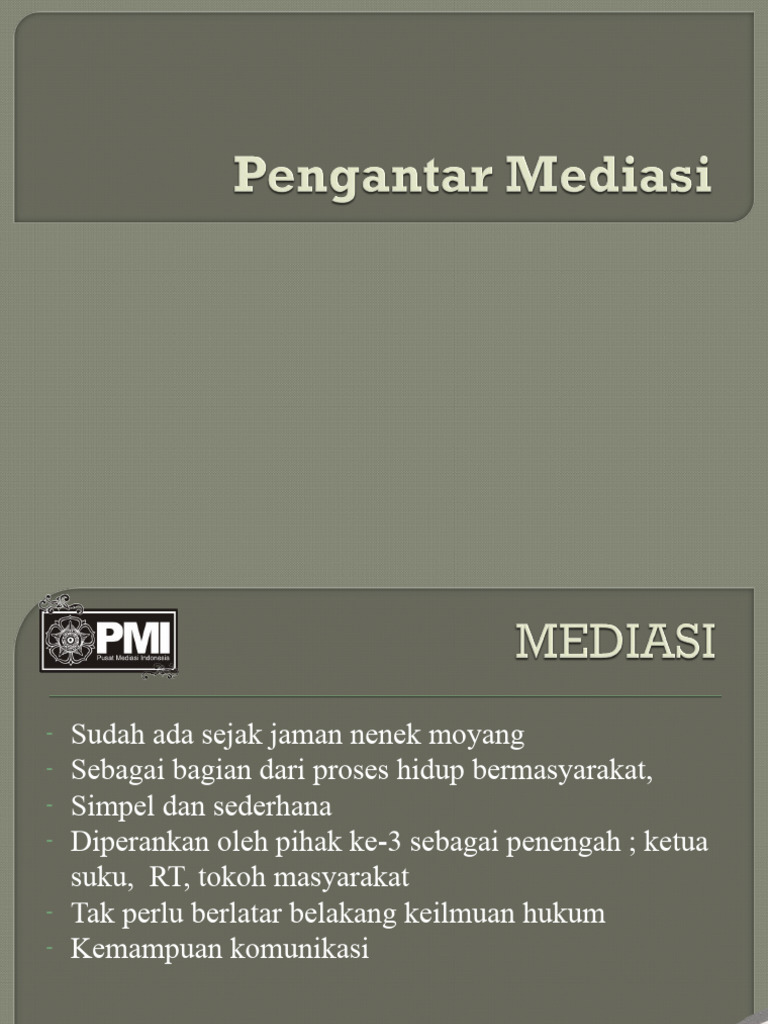 Mediasi Sengketa: Peran dan Proses | PDF