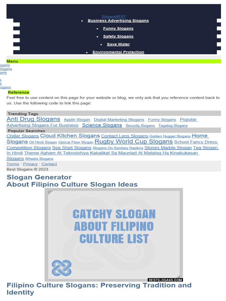 Filipino Culture Slogans | PDF | Cooking, Food & Wine | Foreign ...