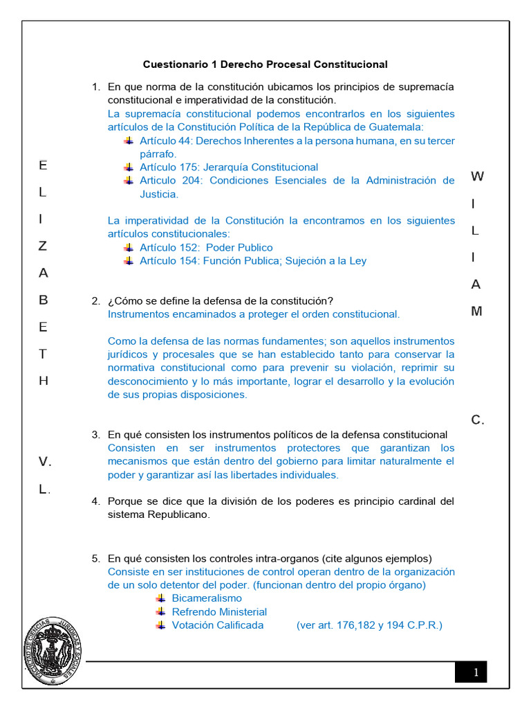 Comprobacion De Lectura Derecho Procesal Constitucional Pdf