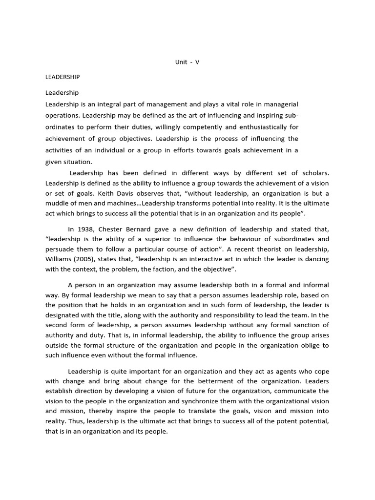 Unit V New Mob | PDF | Leadership | Motivational