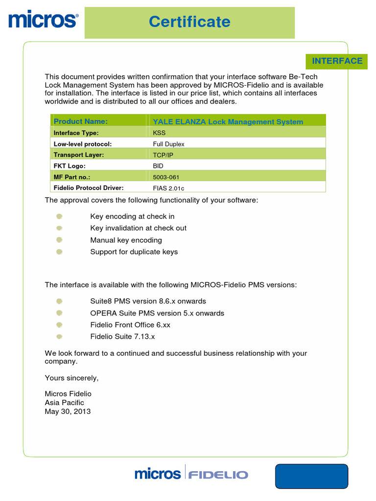 Yale Elanza Lock System Approval | PDF