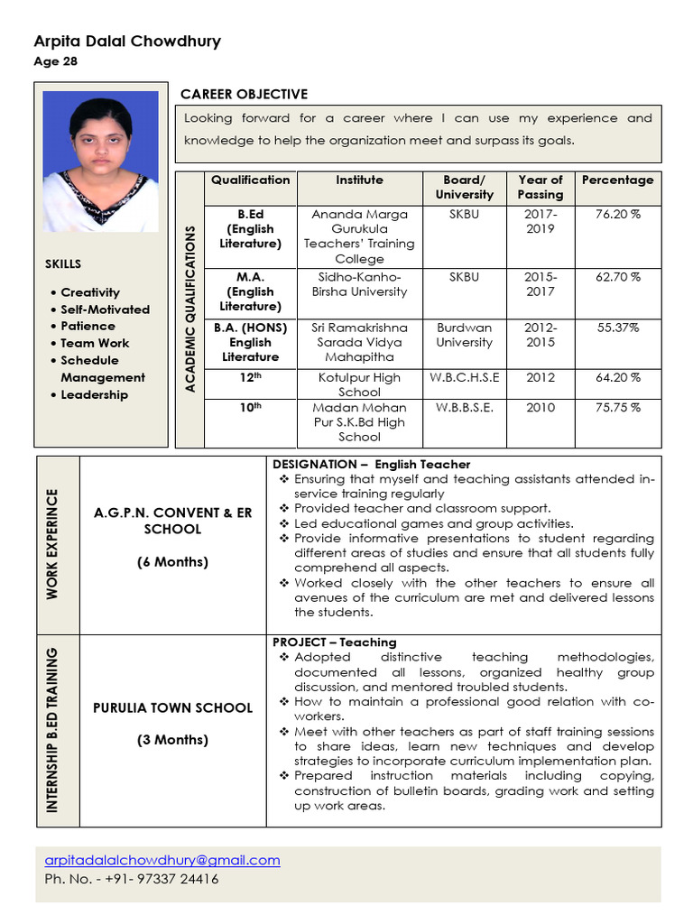 CV of Arpita Dalal Chowdhury | PDF