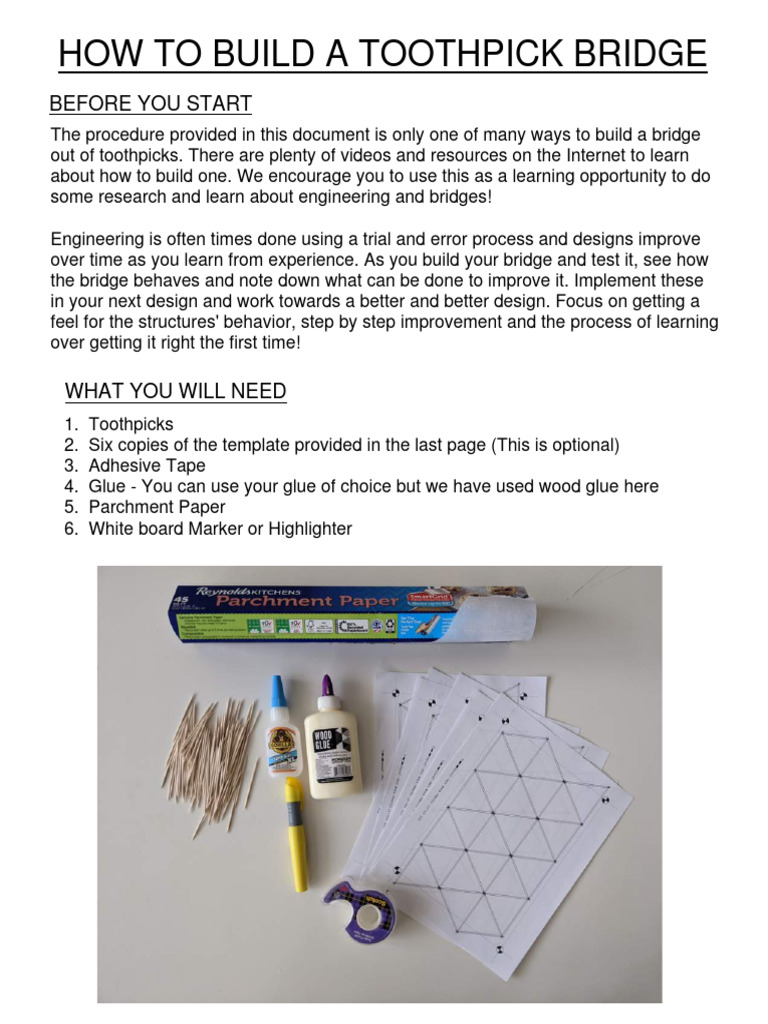 Tutorial How To Build A Toothpick Bridge | PDF | Adhesive