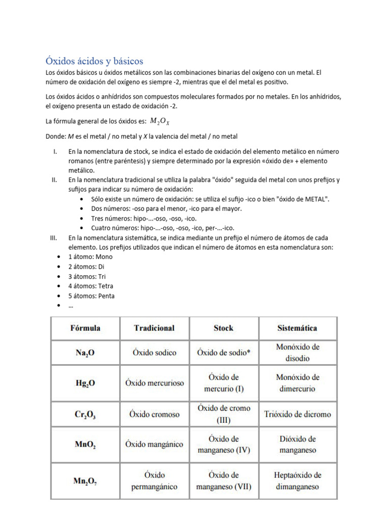 Óxidos Ácidos y Básicos | PDF