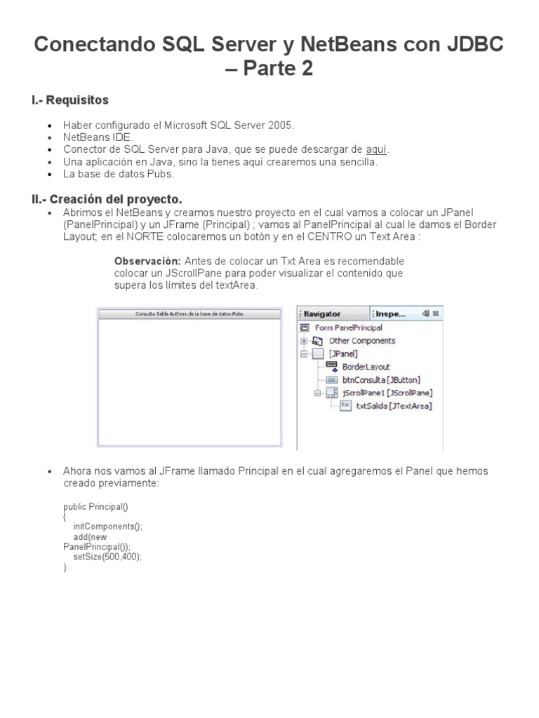 Conectando Sql Server Y Netbeans Con Jdbc Parte 2 Pdf Frijoles Netos Aplicaciones Y Software