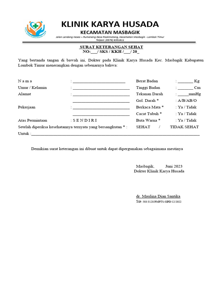 Surat Keterangan Sehat | PDF