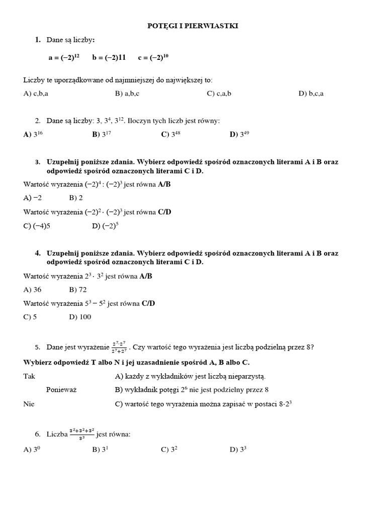 POTĘGI_I_PIERWIASTKI__DO_SPRAWDZIANU__KL8 | PDF