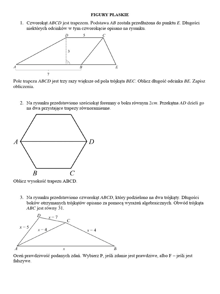 FIGURY PŁASKIE Do Sprawdzianu KL 8 | PDF