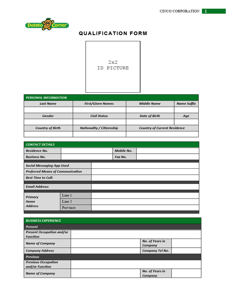 Potato-Corner-Form_-Qualification(1) | PDF