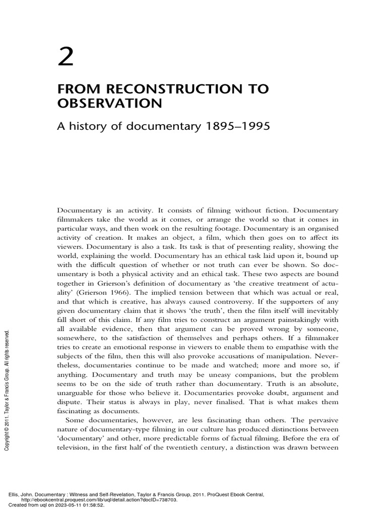 Documentary Witness and Self-Revelation - (2 From Reconstruction To ...