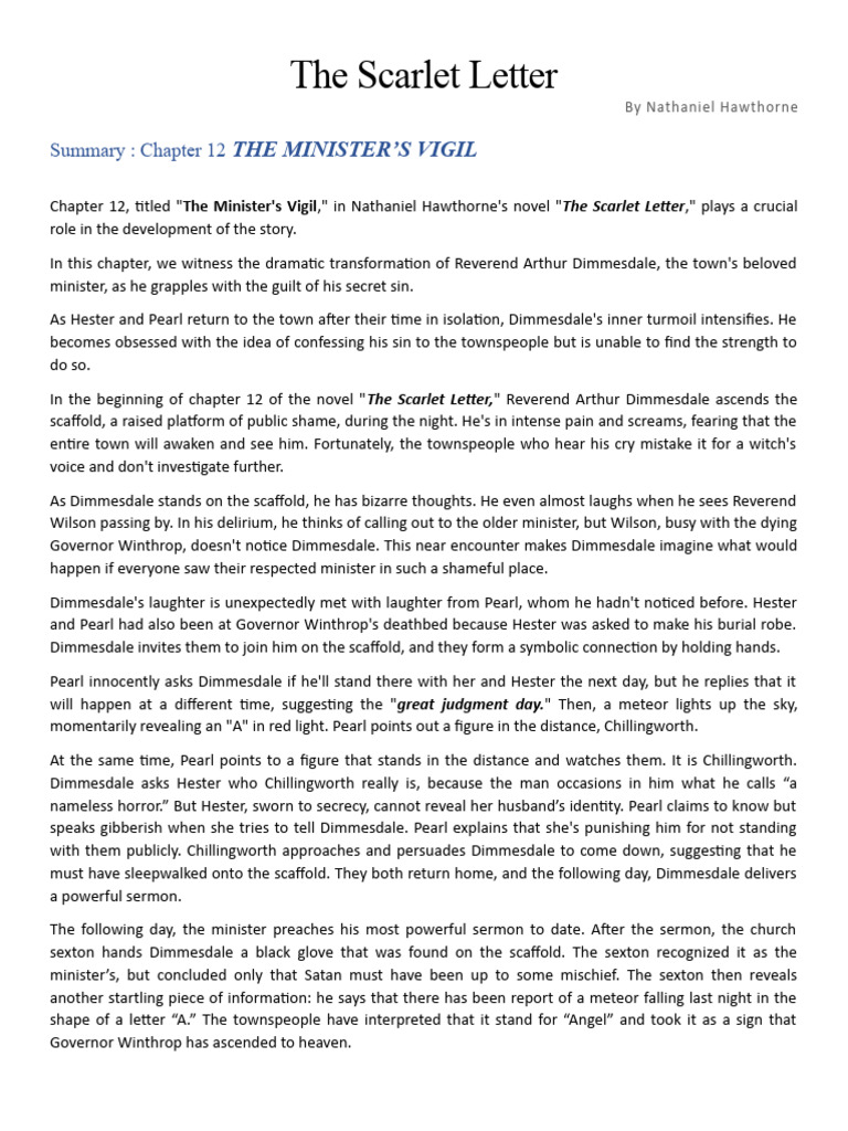 Dimmesdale's Midnight Struggle | PDF | Young Adult | Classics