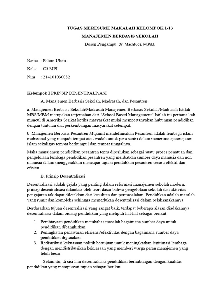 Tugas Meresume Makalah Kelompok 1 | PDF