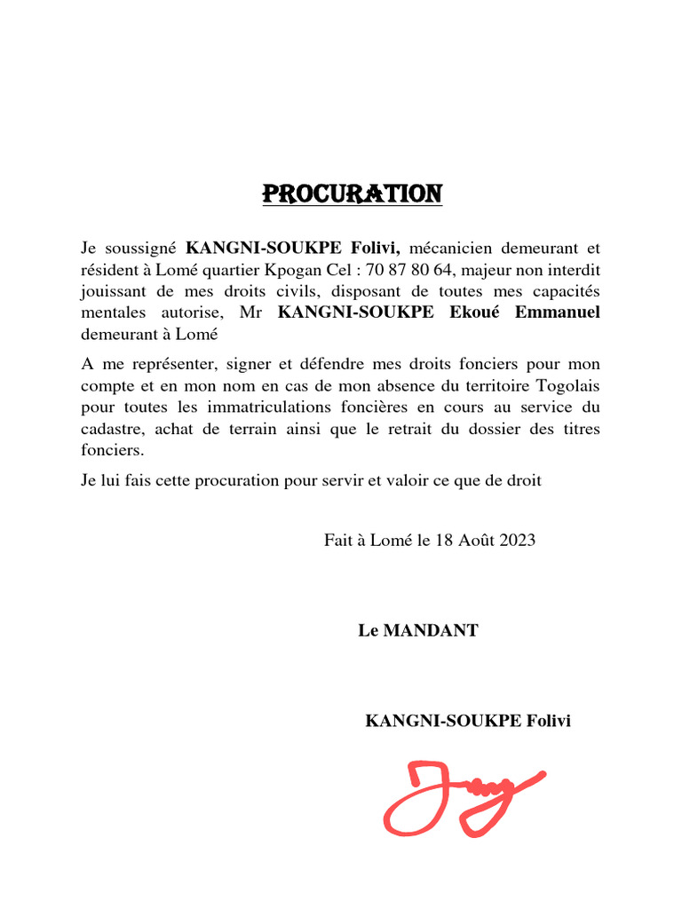 Procuration Florent Copie | PDF