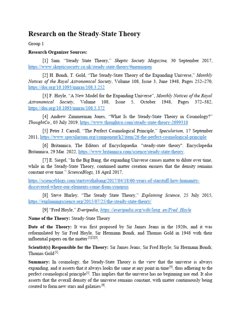 Steady State Theory | PDF