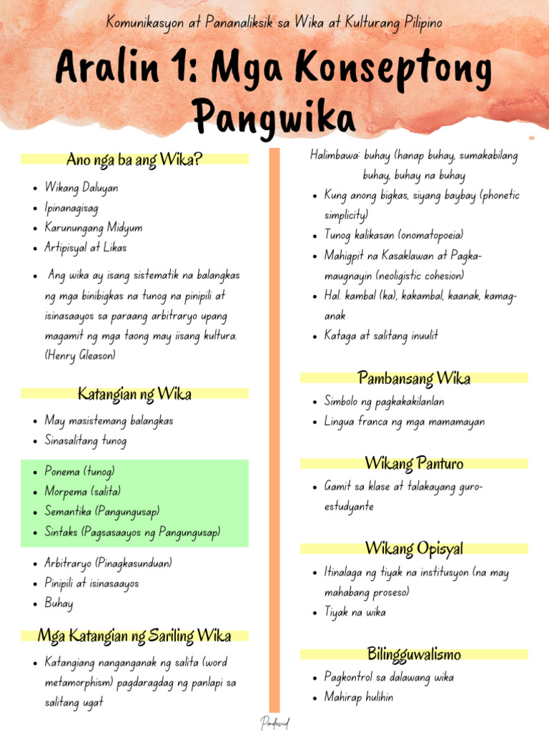 Filipino Lecture | PDF | Language Arts & Discipline