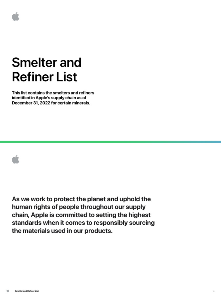 Apple Smelter and Refiner List | PDF