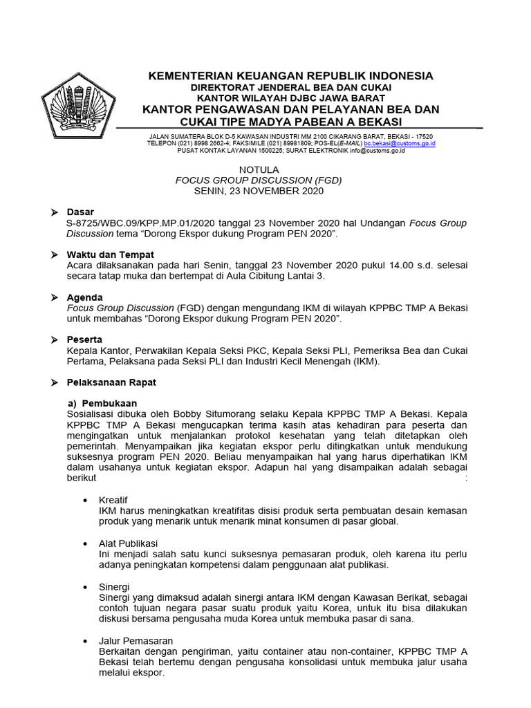 Lampiran Notula FGD | PDF | Bisnis | Pengelolaan Keuangan & Uang