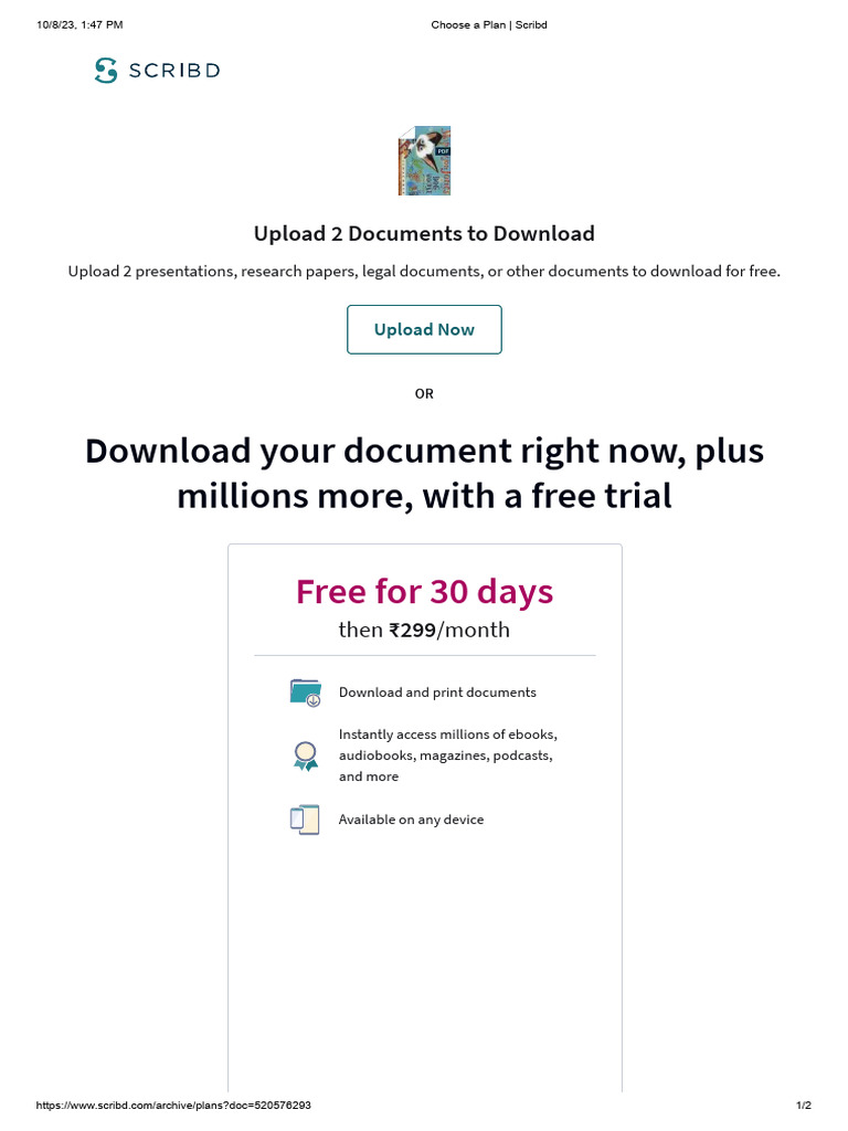 Choose a Plan _ Scribd | PDF