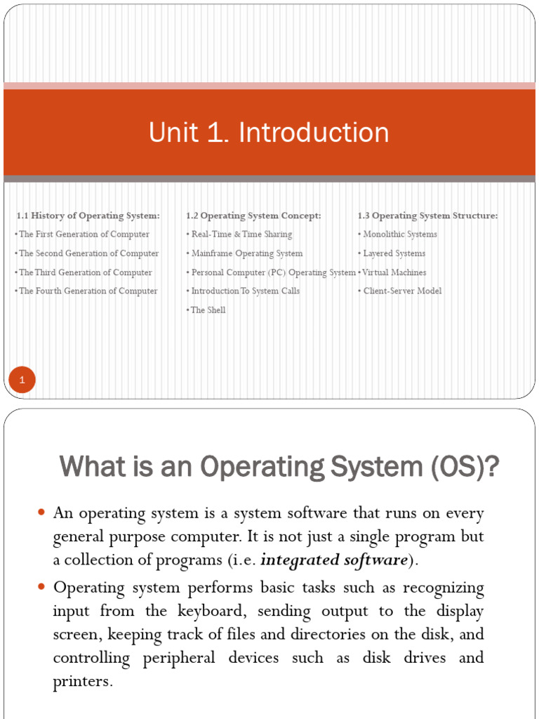 Unit - 1 Introduction OS | PDF