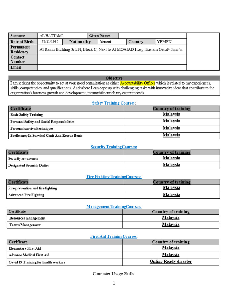 Accountability Officer CV Template | PDF