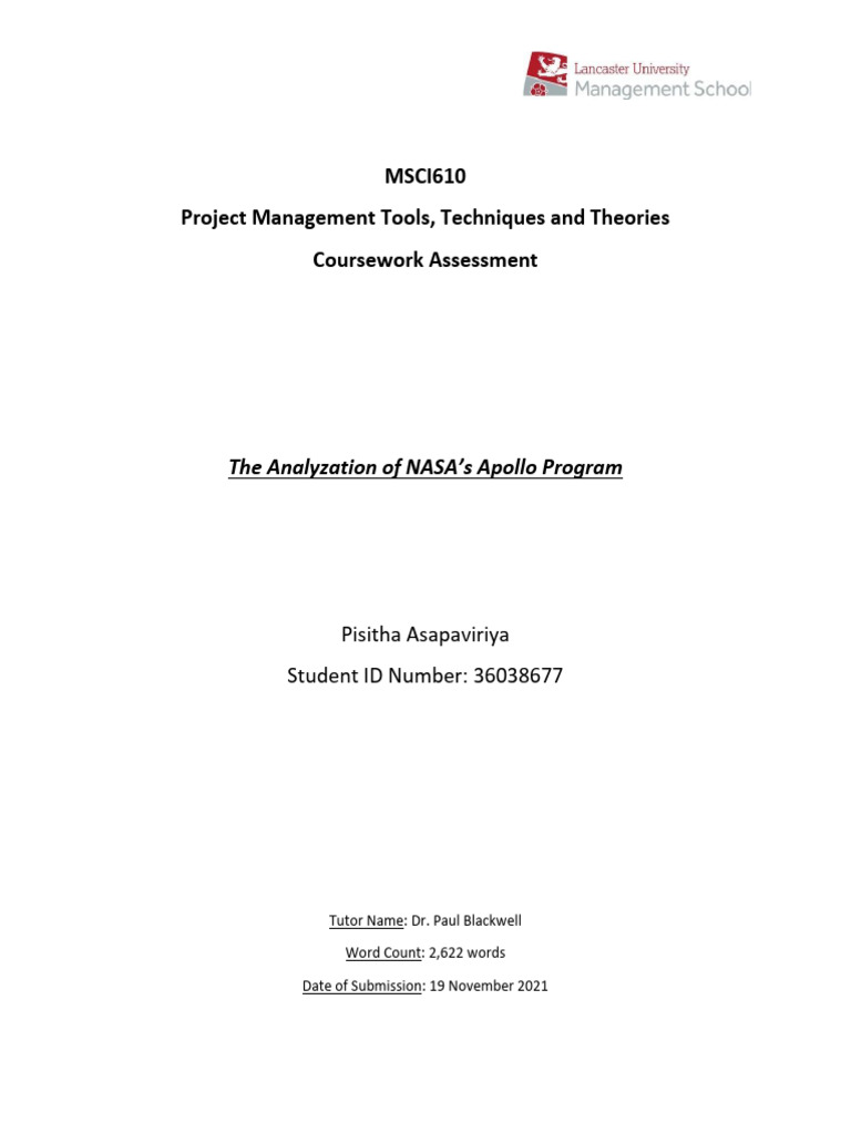 Pisitha Asapaviriya MSCI610 Coursework | PDF | Apollo Program | Project Mercury