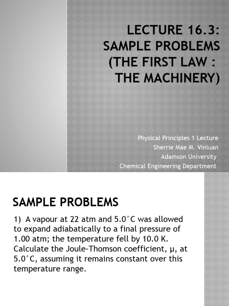 Lecture 16.3 - Sample Problems Application of The 1st Law | PDF
