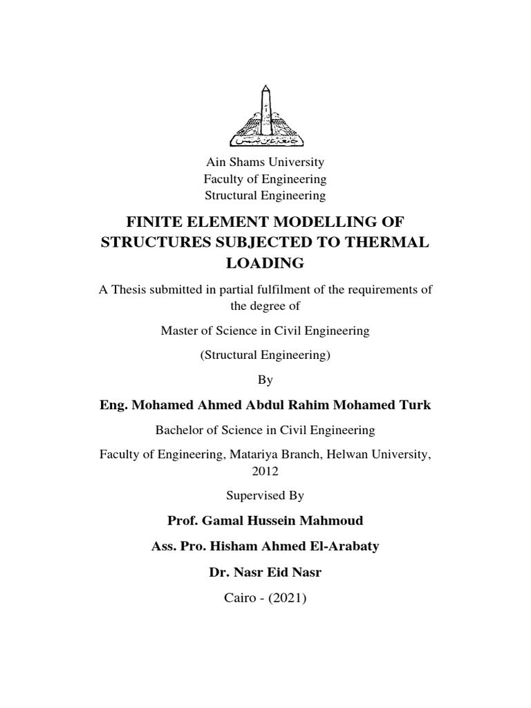 Finite Element Modelling Of Structures Subjected To Thermal Loading Pdf