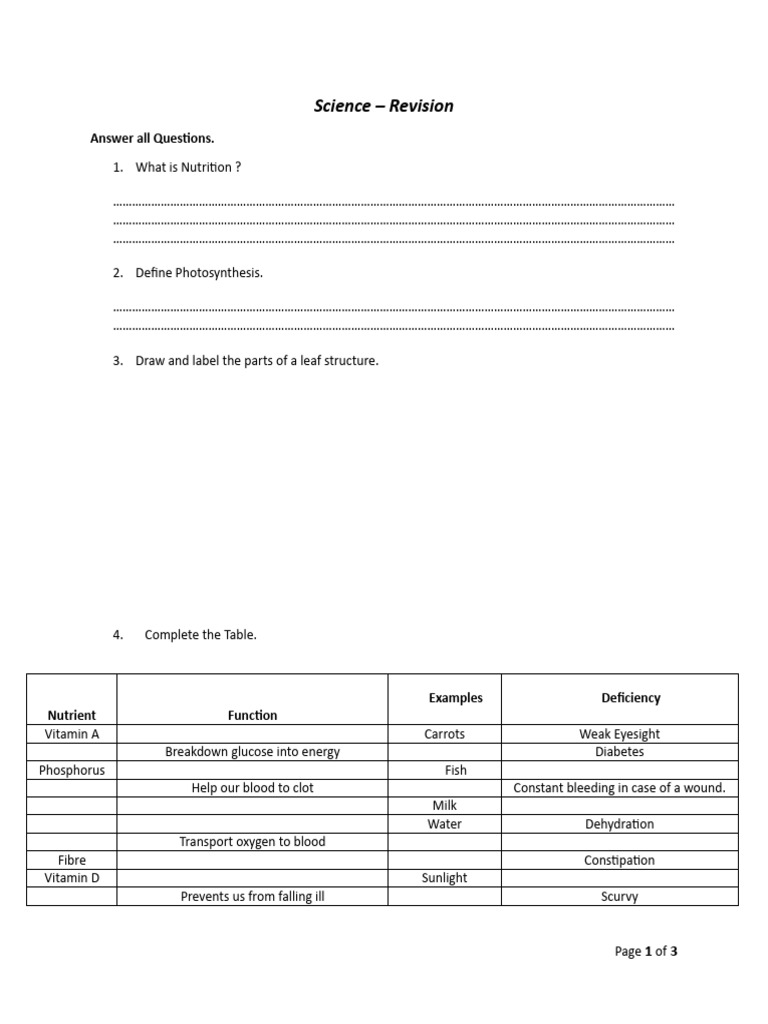 Science Worksheet | PDF