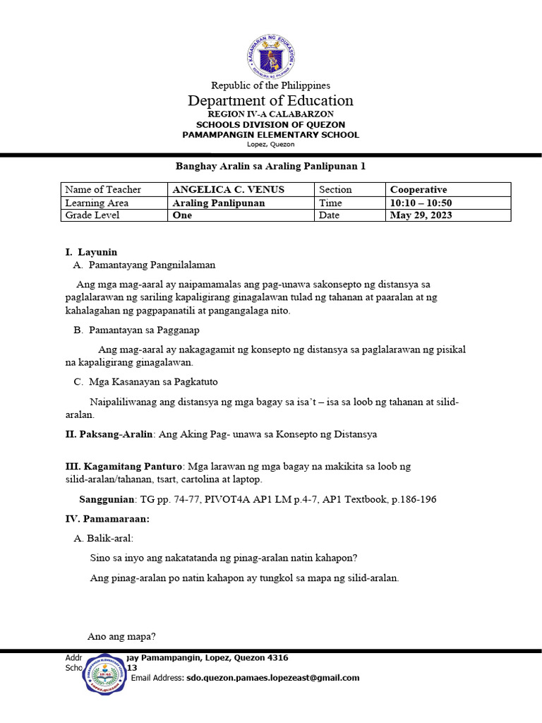 COT Plan AP1 Q4 Distansya 2 | PDF