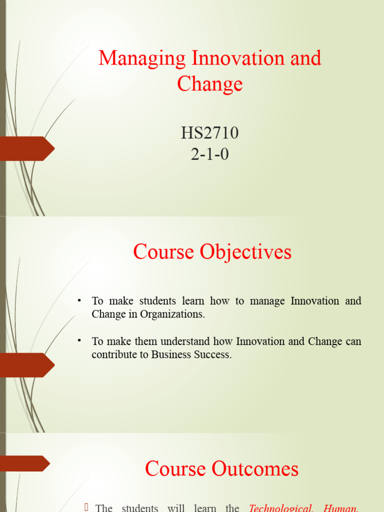 Session 1 Managing Innovation and Change | PDF | Innovation | Invention