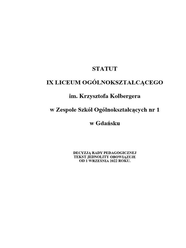 Statut IX LO Z WO Jednolity 1 IX 22 | PDF