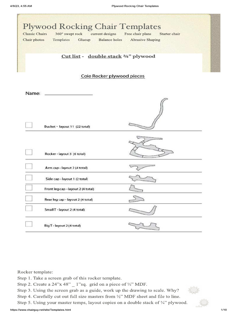 Plywood Rocking Chair Templates | PDF