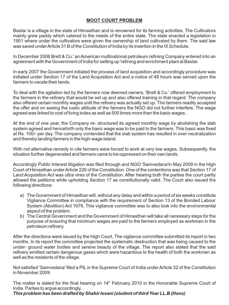 Moot Court Problem | Common Law | Public Law