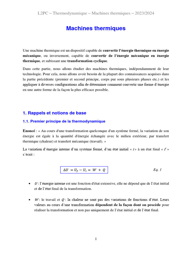 Machines Thermiques | PDF
