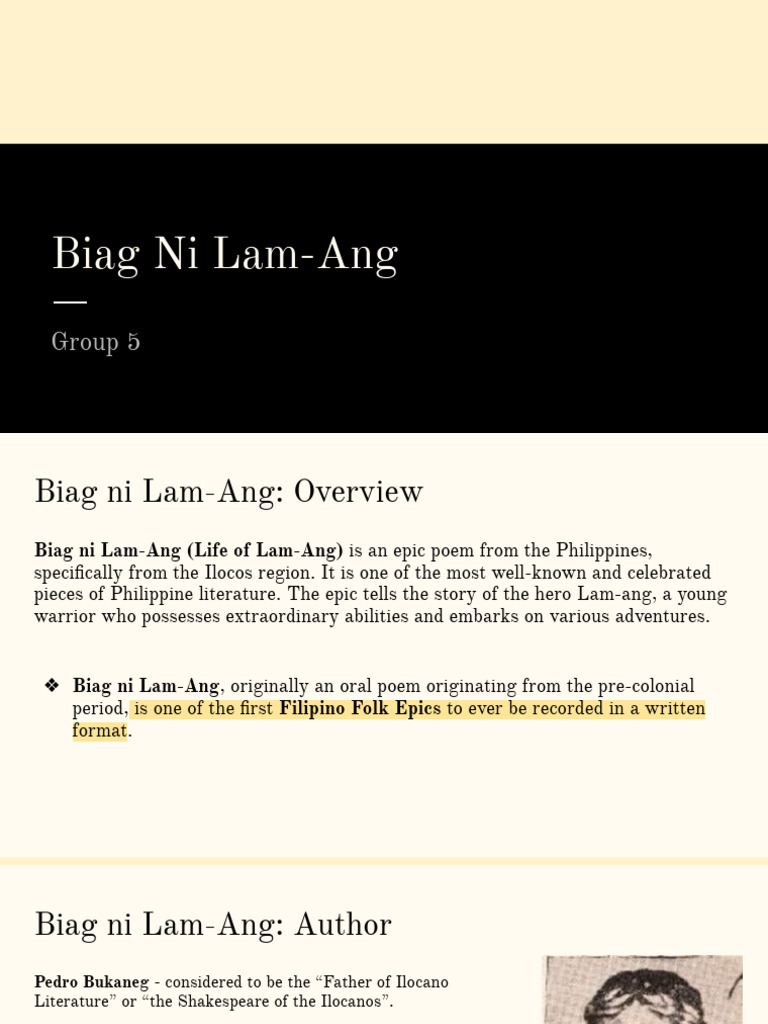 Biag ni Lam-Ang: Epic Overview and Themes | PDF | Poetry | General Fiction