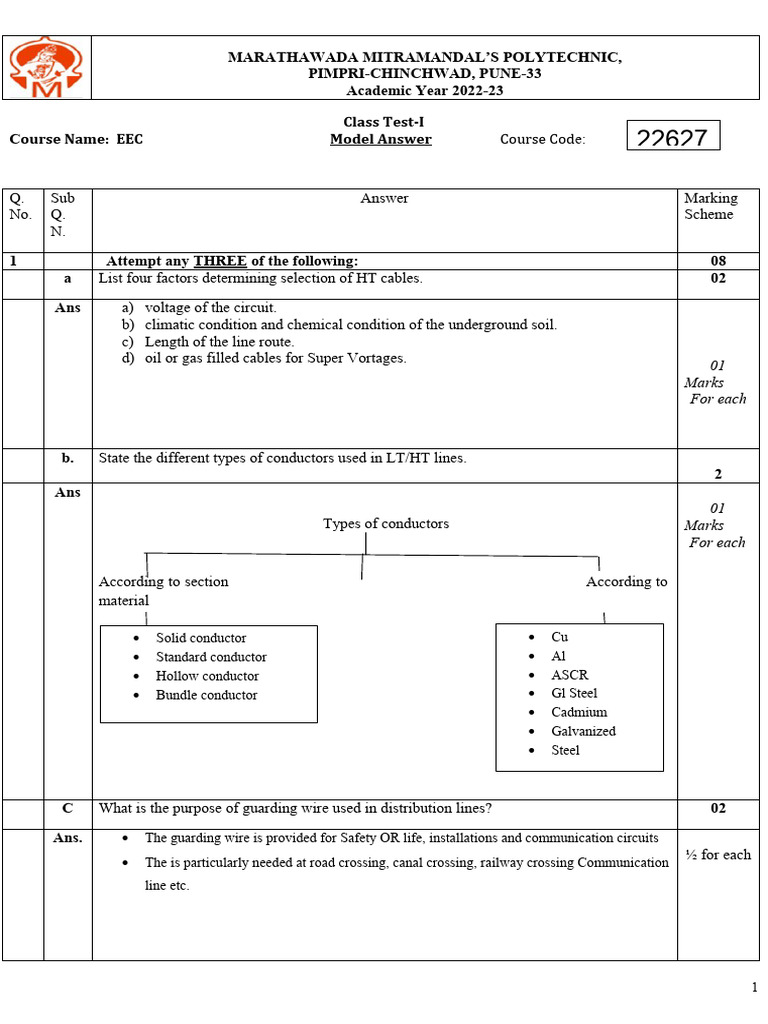 EEC CT-2 Model Answer Paper. | PDF