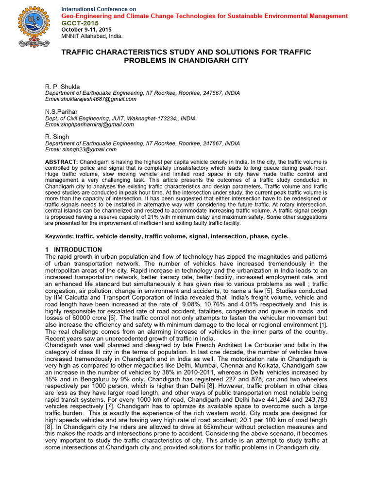 Traffic Characteristics Study and Solutions For Traffic Problems in ...