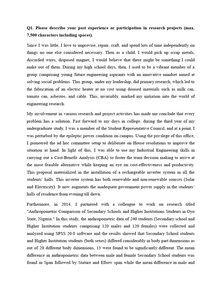 SOP With Research Proposal Format | PDF